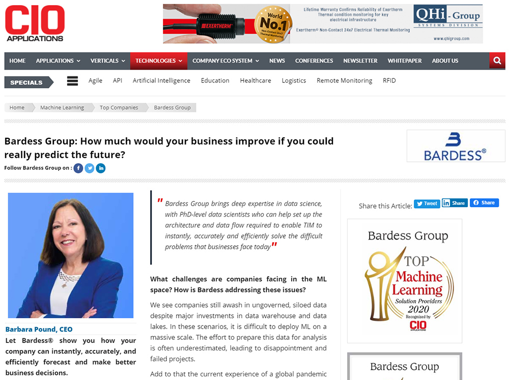 Bardess Named A Top Machine Learning Solution Provider For 2020